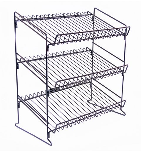 3-Shelf Wire Counter Display (Black) – Mobile Merchandisers