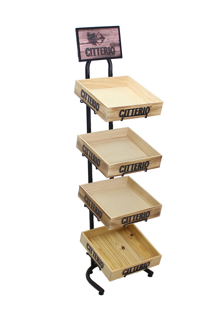 Custom- 4-Tier Wooden Display – Mobile Merchandisers