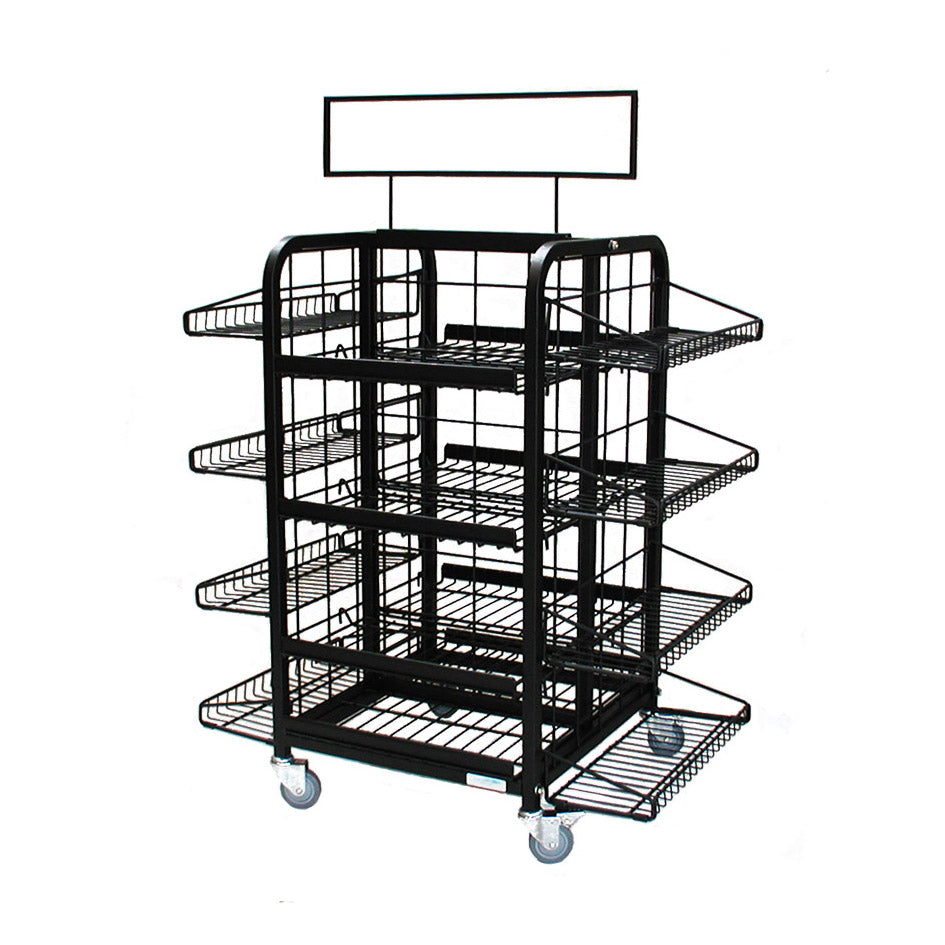 Custom - 8-Shelf Wire Display with Sign Frame and (8) Side Shelves ...